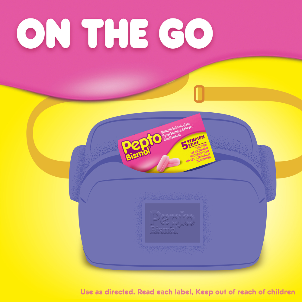 Pepto-Bismol Multi-Symptom Caplets for Upset Stomach & Diarrhea Relief ...