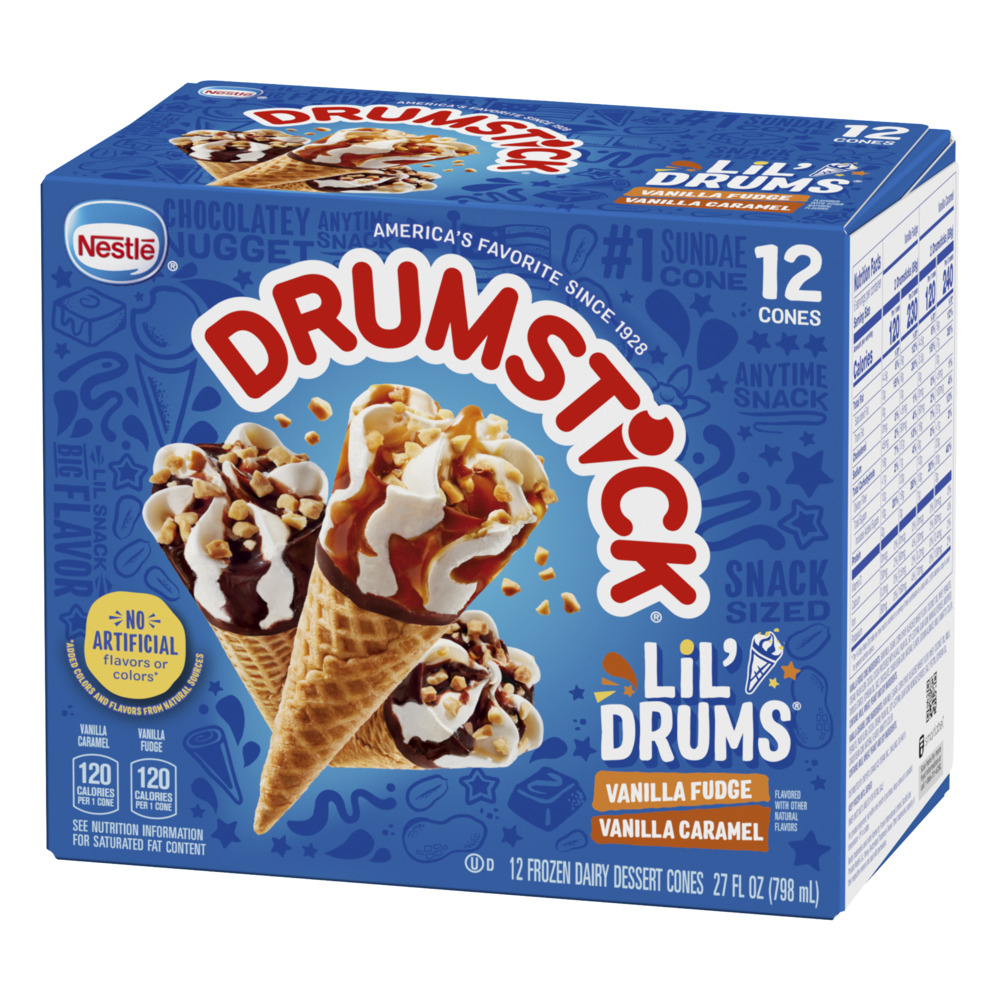 Nestle Drumstick Lil' Drums Frozen Dairy Dessert Cones, Vanilla Fudge ...