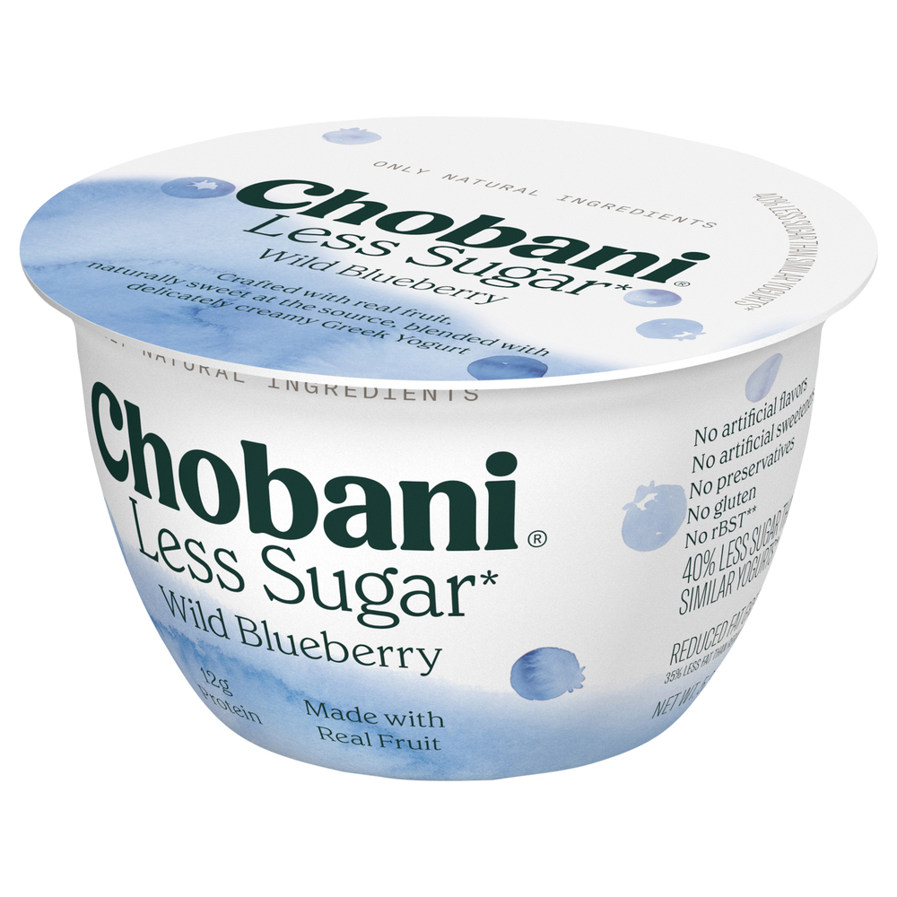 Chobani Yogurt, Greek, Less Sugar, Reduced Fat, Wild Blueberry-Front ...