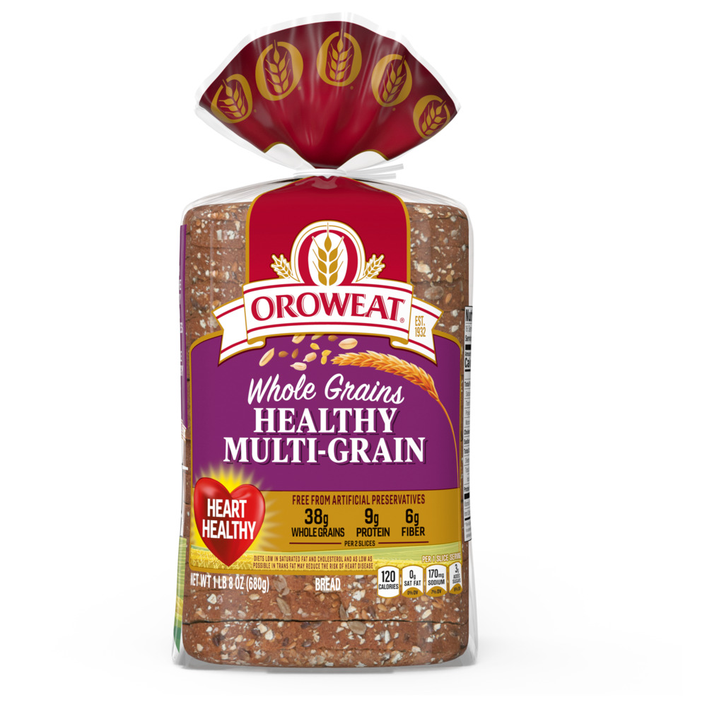 Oroweat Bread, Healthy Multi-Grain, Whole Grains-Front-Right-Elevated