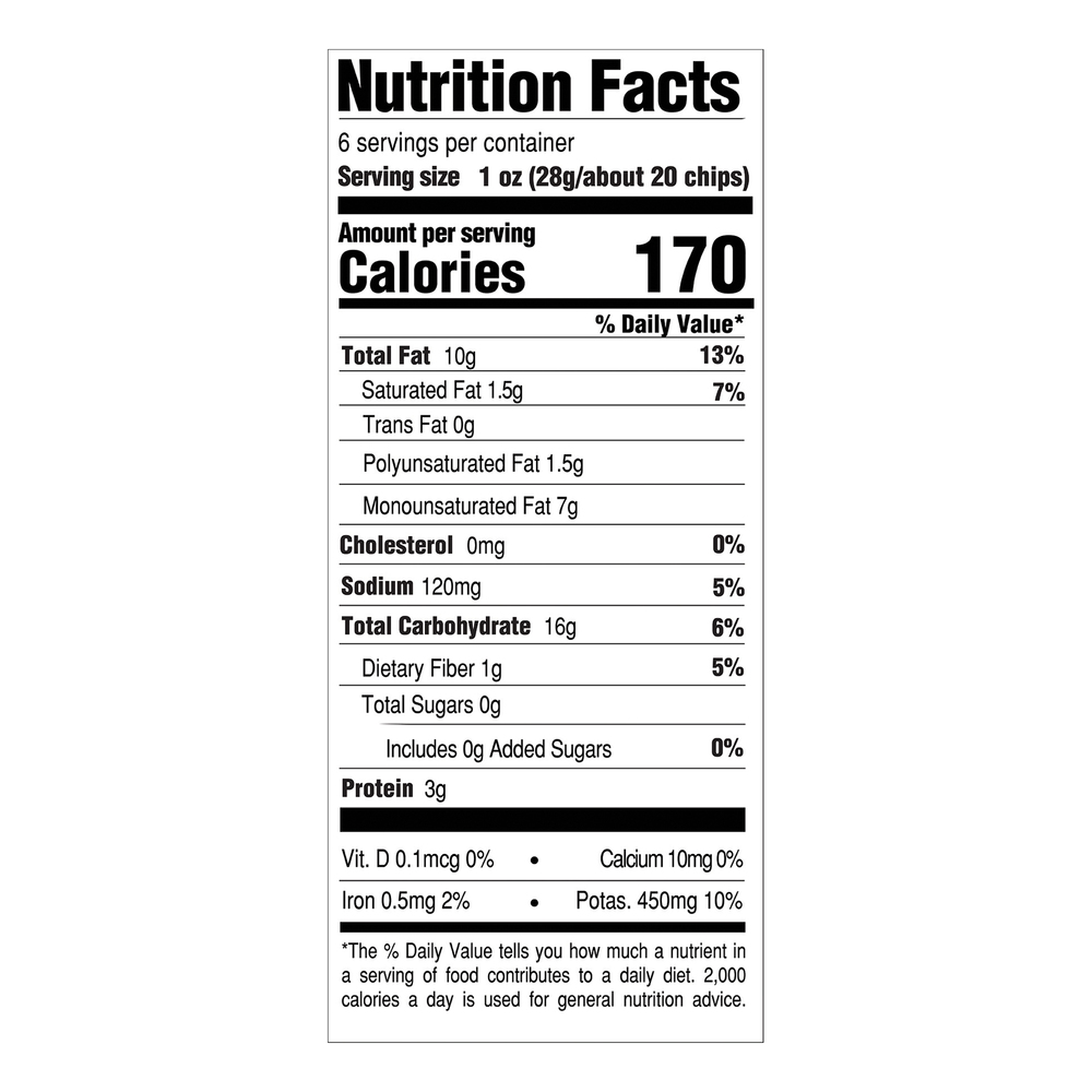 Boulder Canyon Potato Chips, Classic Sea Salt, Thin & Crispy-Nutrition ...