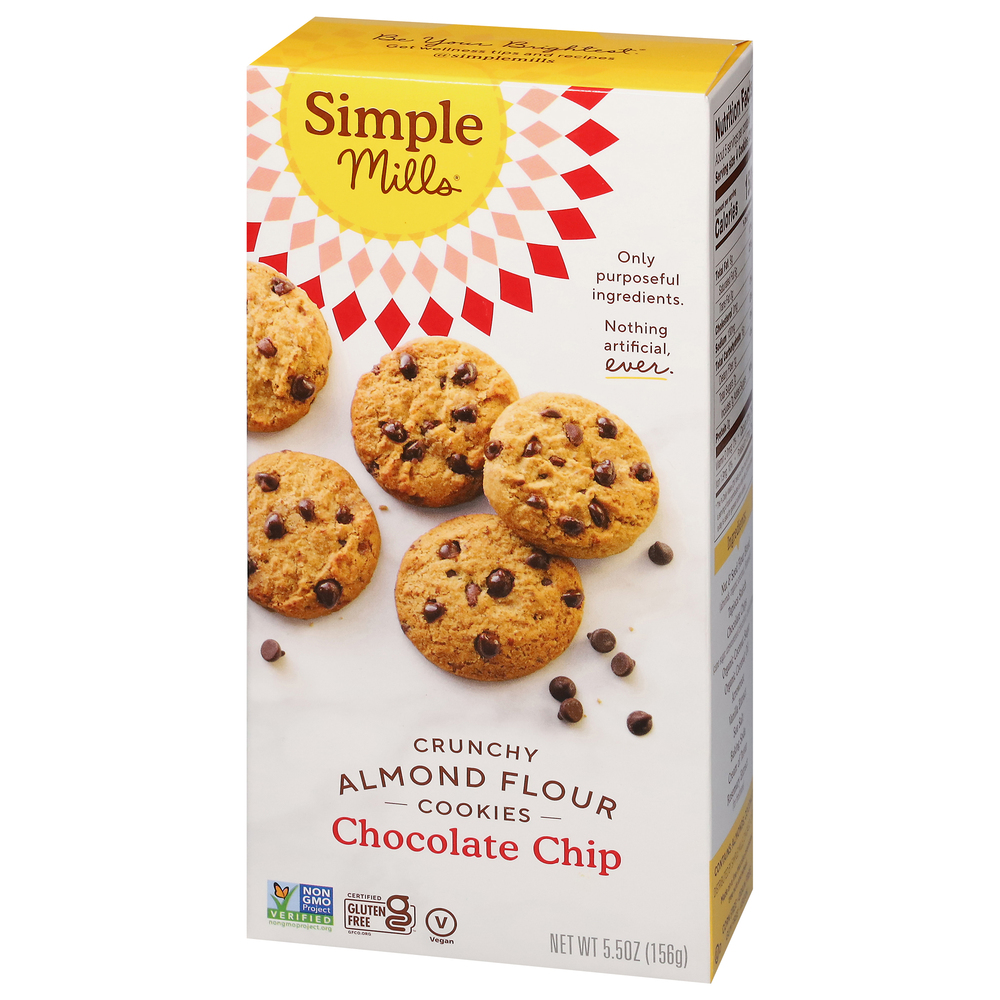 Simple Mills Cookies, Chocolate Chip, Almond Flour, Crunchy-Front-Right ...