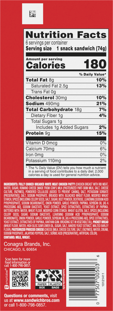 Sandwich Bros. Pita Snack Sandwiches, Spicy Chicken Melts-Planogram-Right