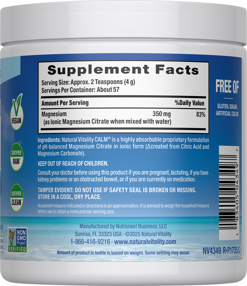 Natural Vitality Calm Magnesium Supplement, Drink Mix, Original ...