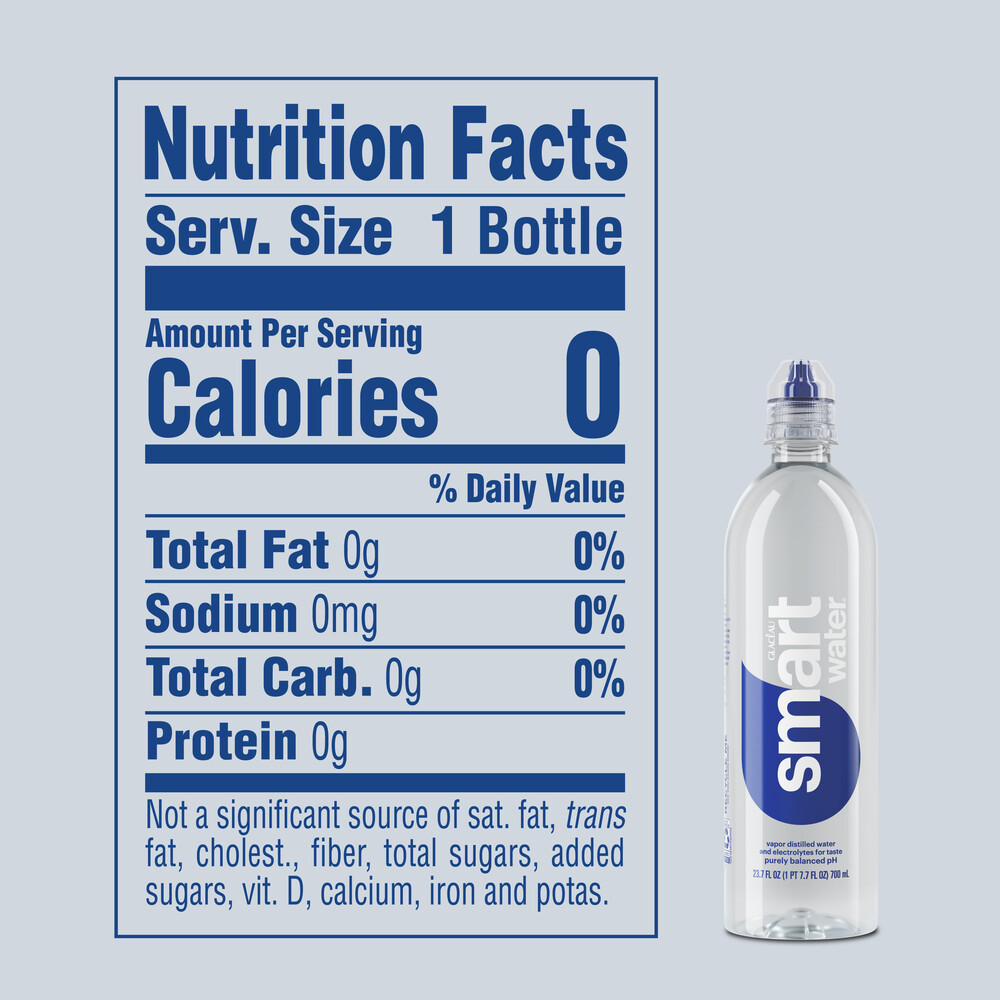 smartwater Vapor Distilled Premium Water Bottles-Nutrition-Facts