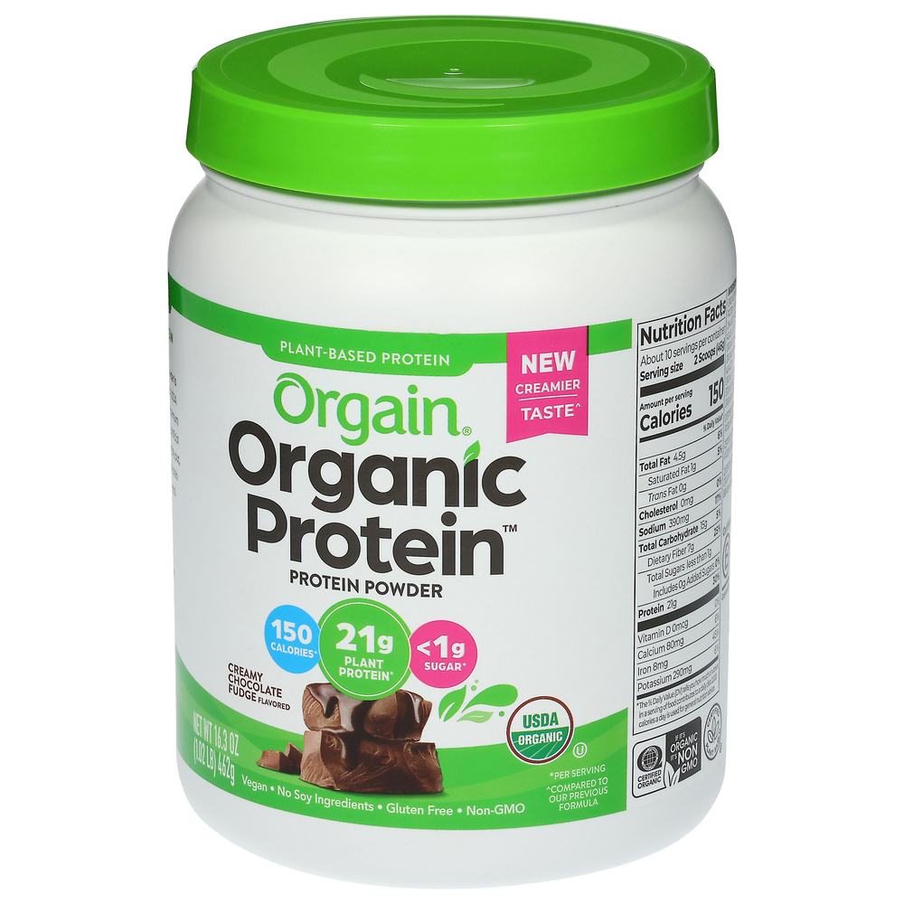 Orgain Organic Protein Protein Powder, Creamy Chocolate Fudge Flavor ...