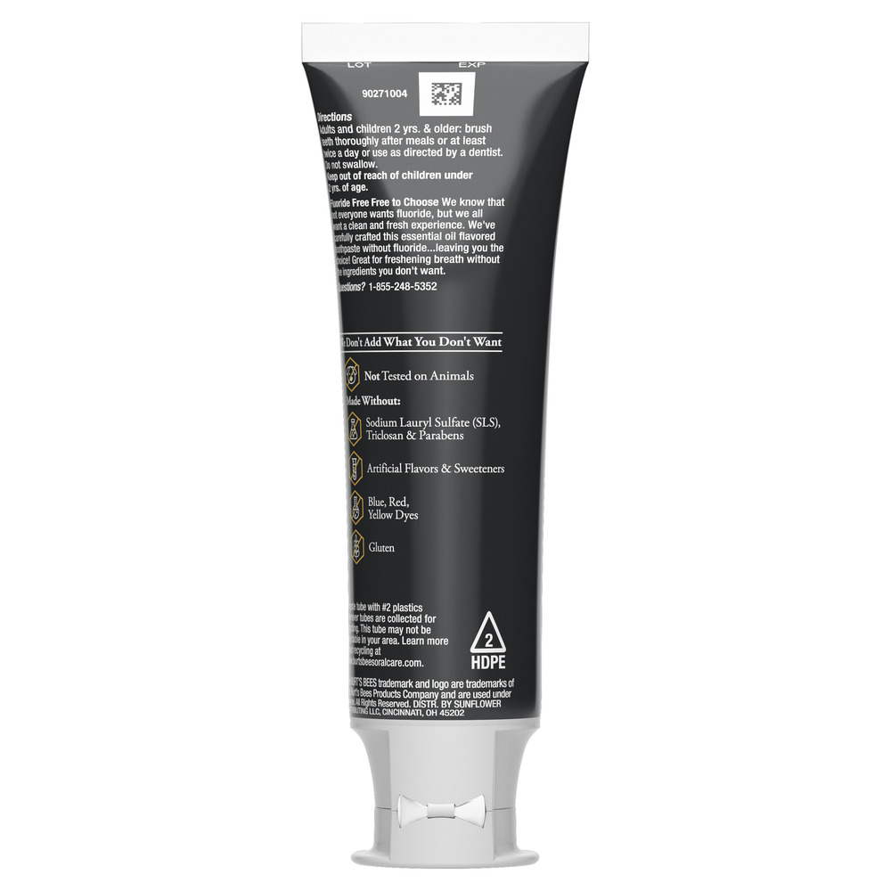 Burts Bees Toothpaste Natural Flavor Charcoal Fluoride Free Toothpaste Zen Peppermint
