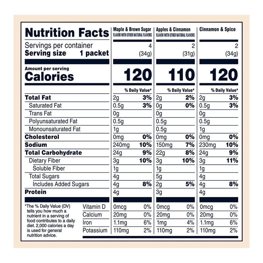 Quaker Oatmeal, Lower Sugar Variety, Maple & Brown Sugar/Apples ...