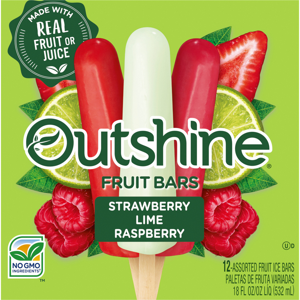 Outshine Strawberry, Lime, and Raspberry Frozen Fruit Bars Variety Pack ...