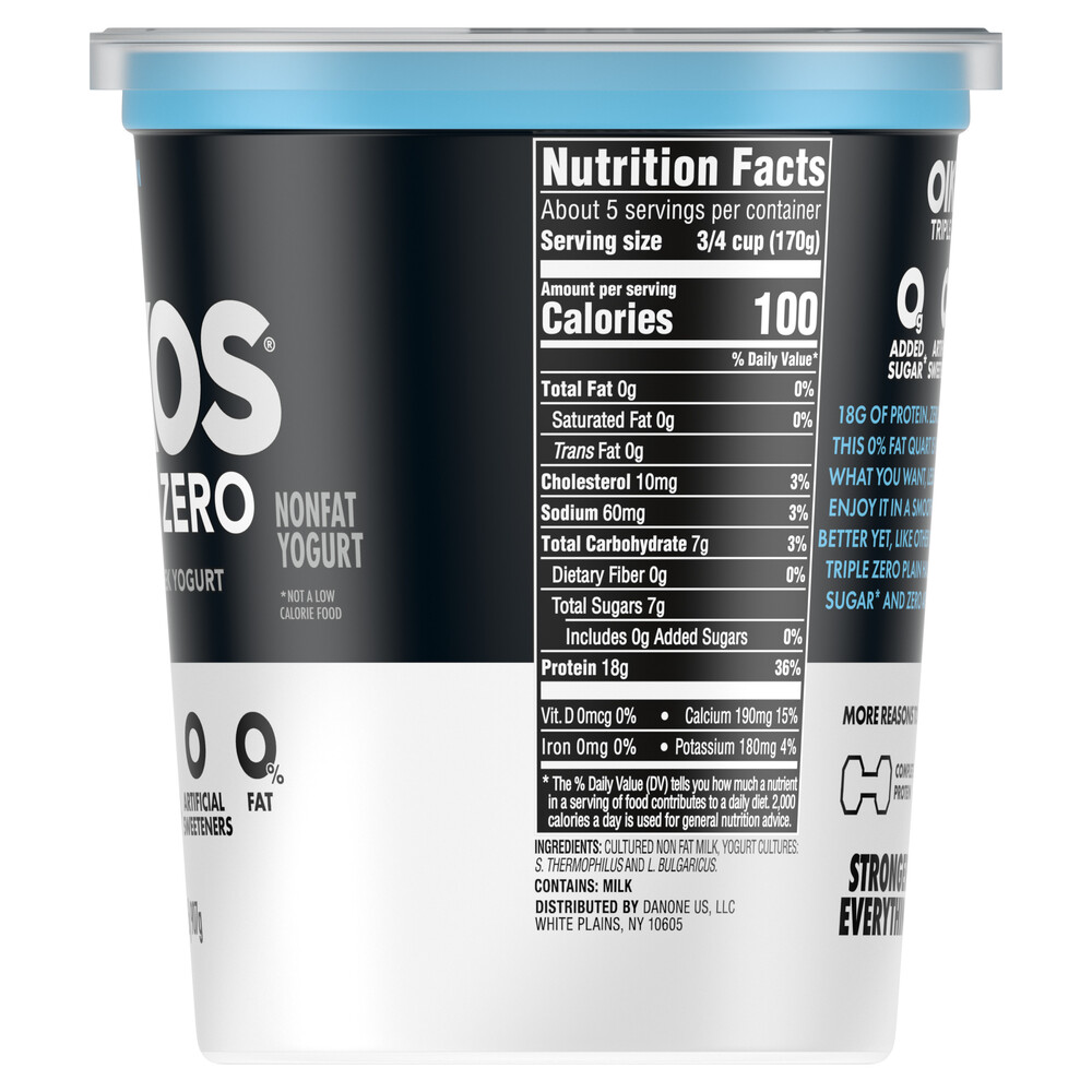 Oikos Triple Zero Triple Zero Nonfat Blended Greek Plain Yogurt ...
