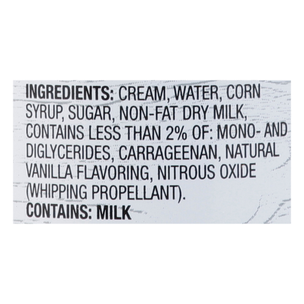 Raley's Sweetened Original Whipped Dairy Topping-Ingredients
