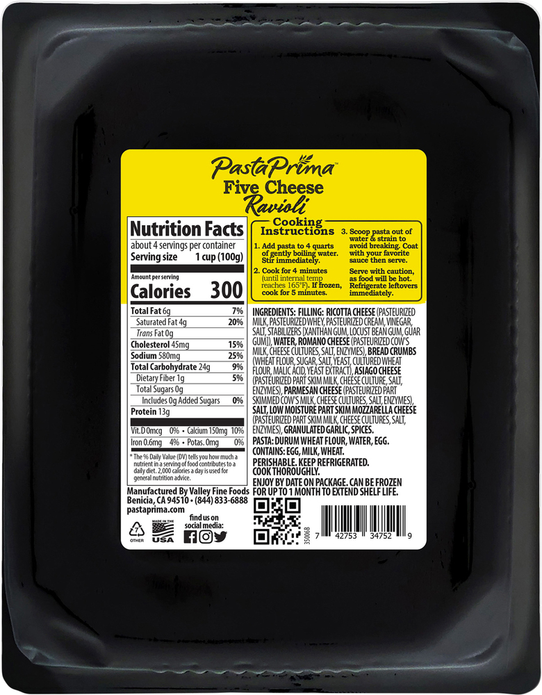 Pasta Prima Ravioli, Five Cheese-Planogram-Back