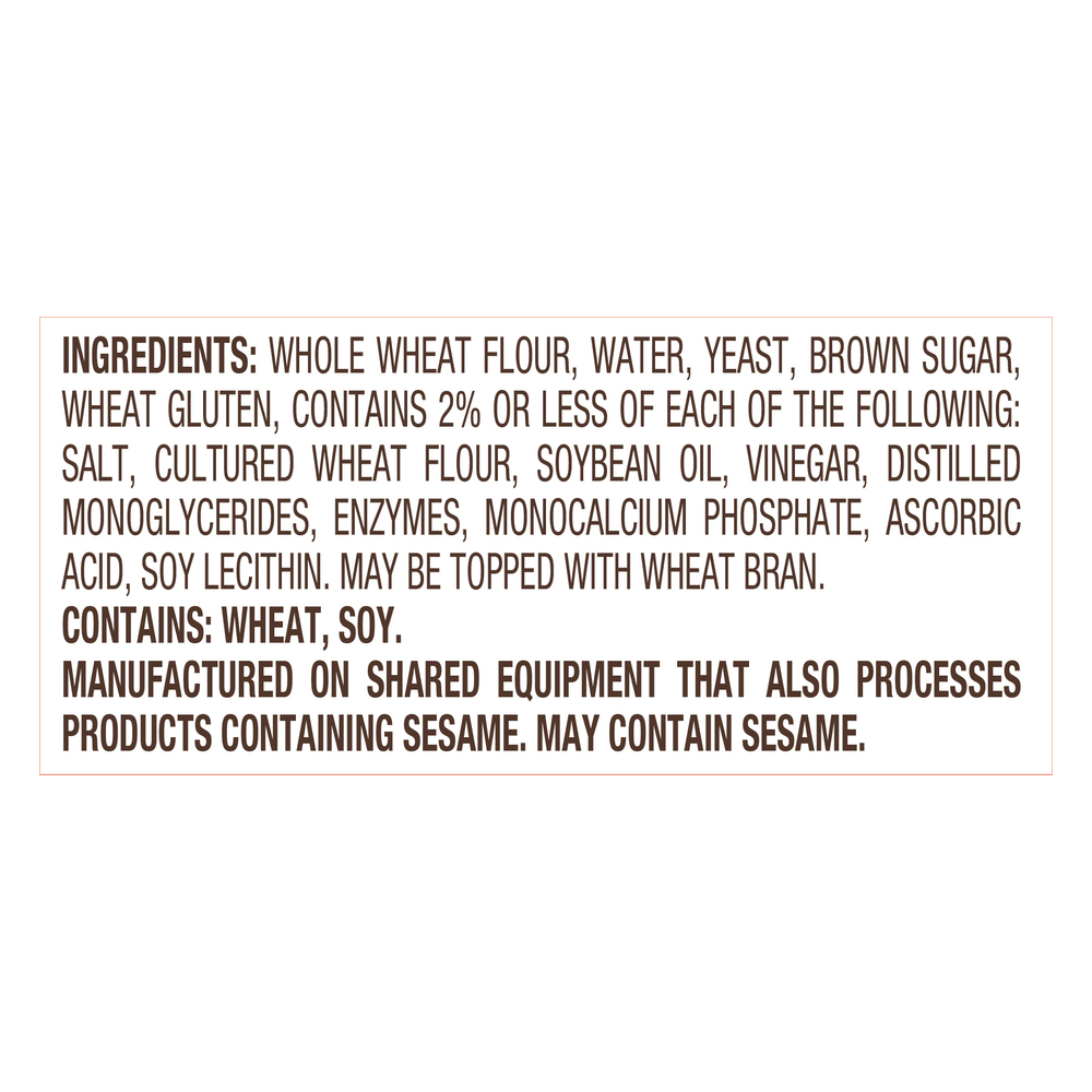 Nature's Own Bread, 100% Whole Wheat-Ingredients