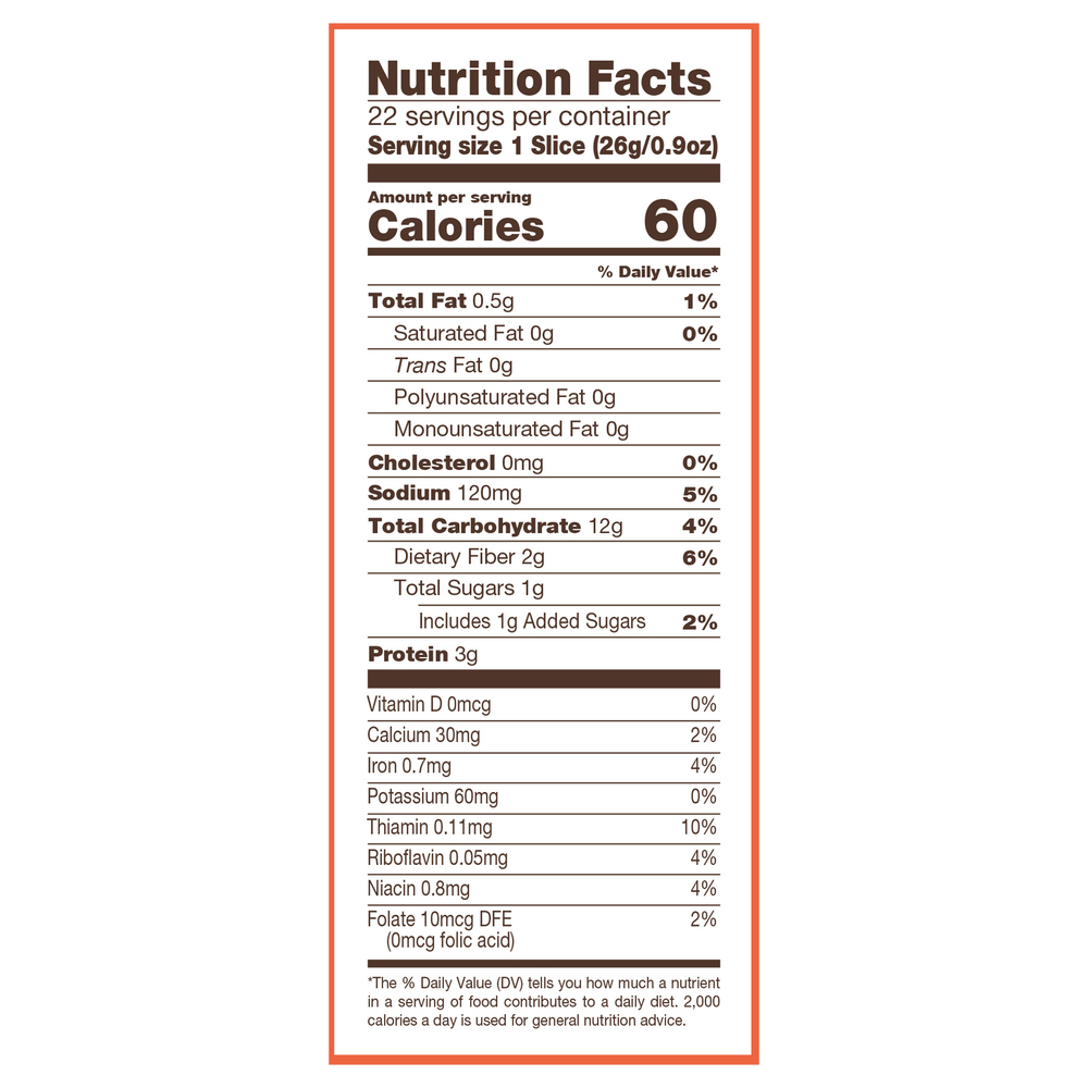 Nature's Own 100% WHOLE WHE 20 OZ-Nutrition-Facts