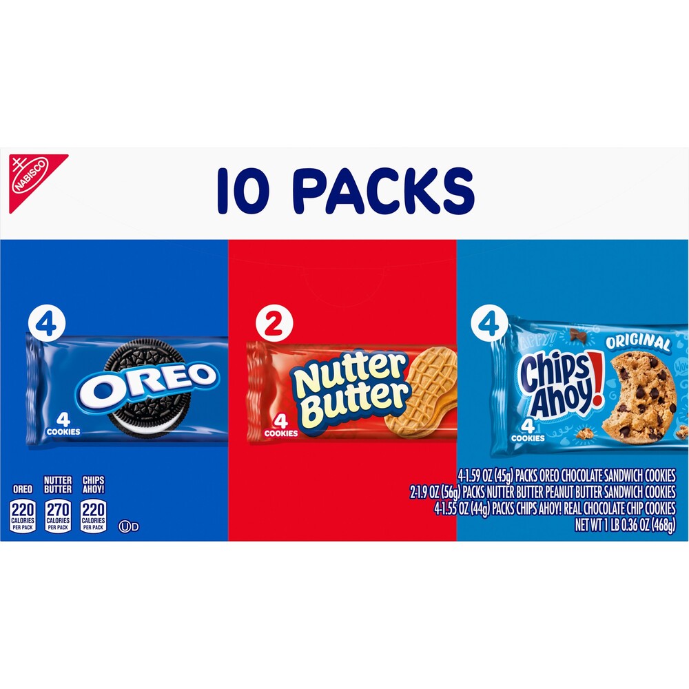 Nabisco Cookies Variety Pack, OREO, Nutter Butter, and CHIPS AHOY!, 10 ...