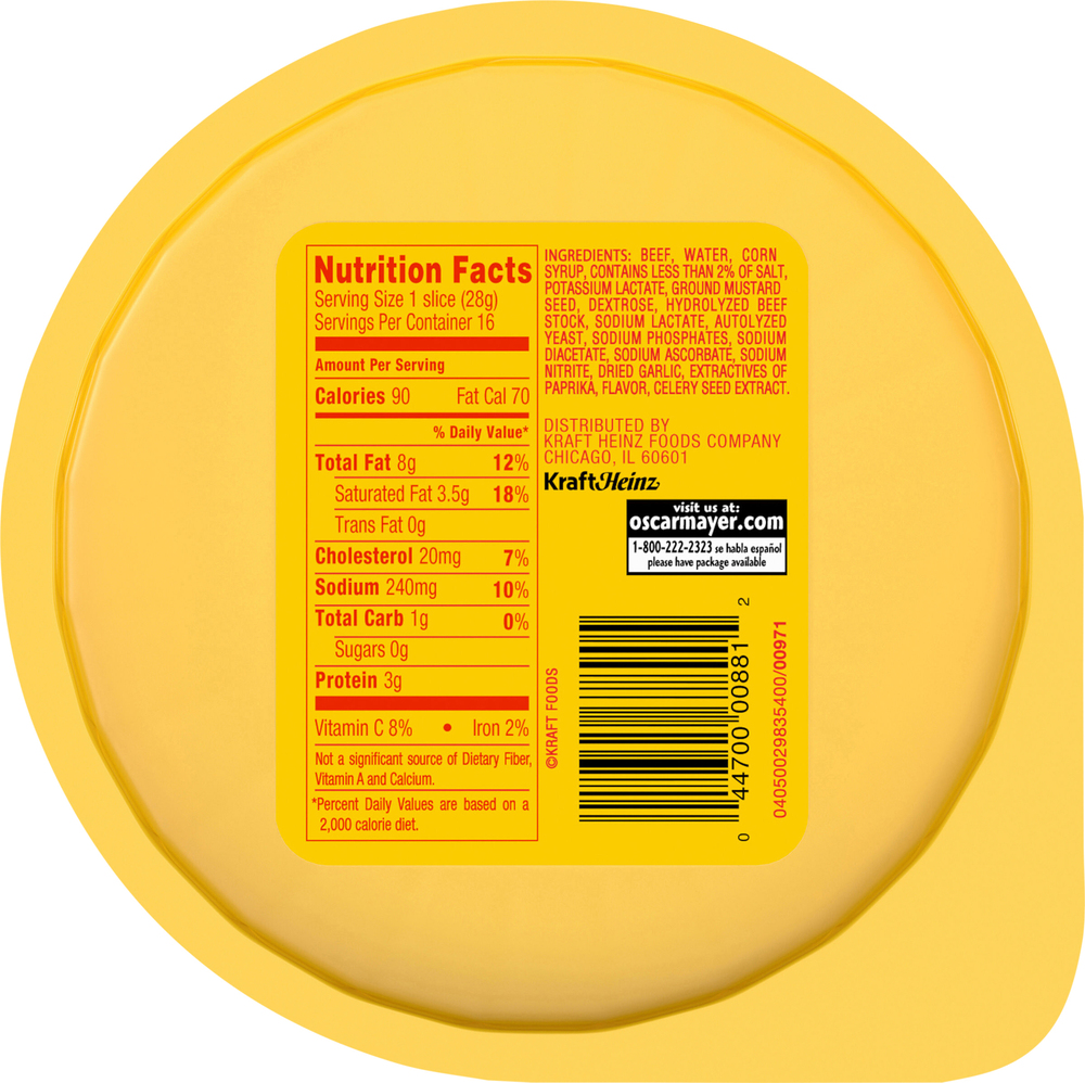 Oscar Mayer Beef Bologna Orginal Planogram Back