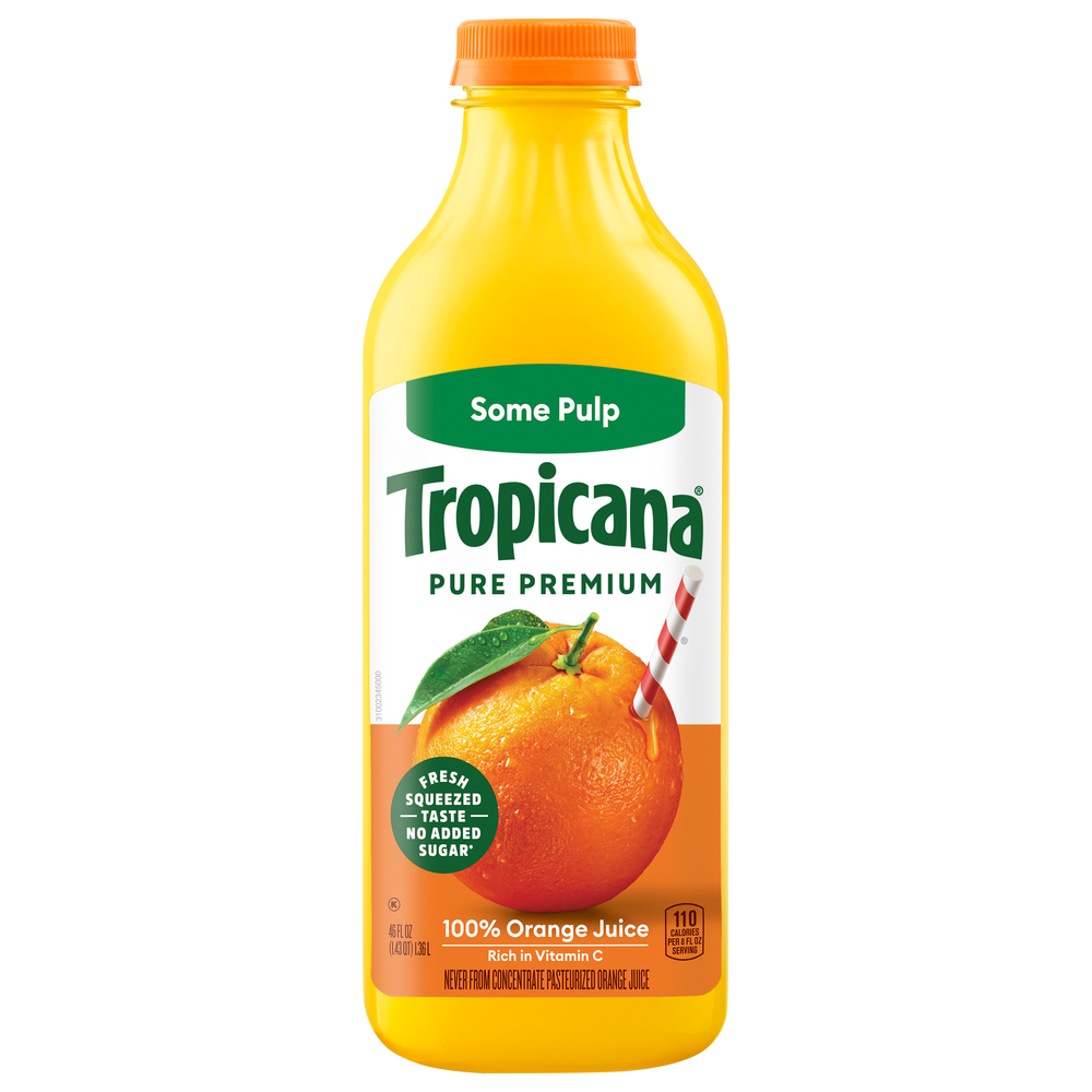 Tropicana 100% Orange Juice, Some Pulp-Main