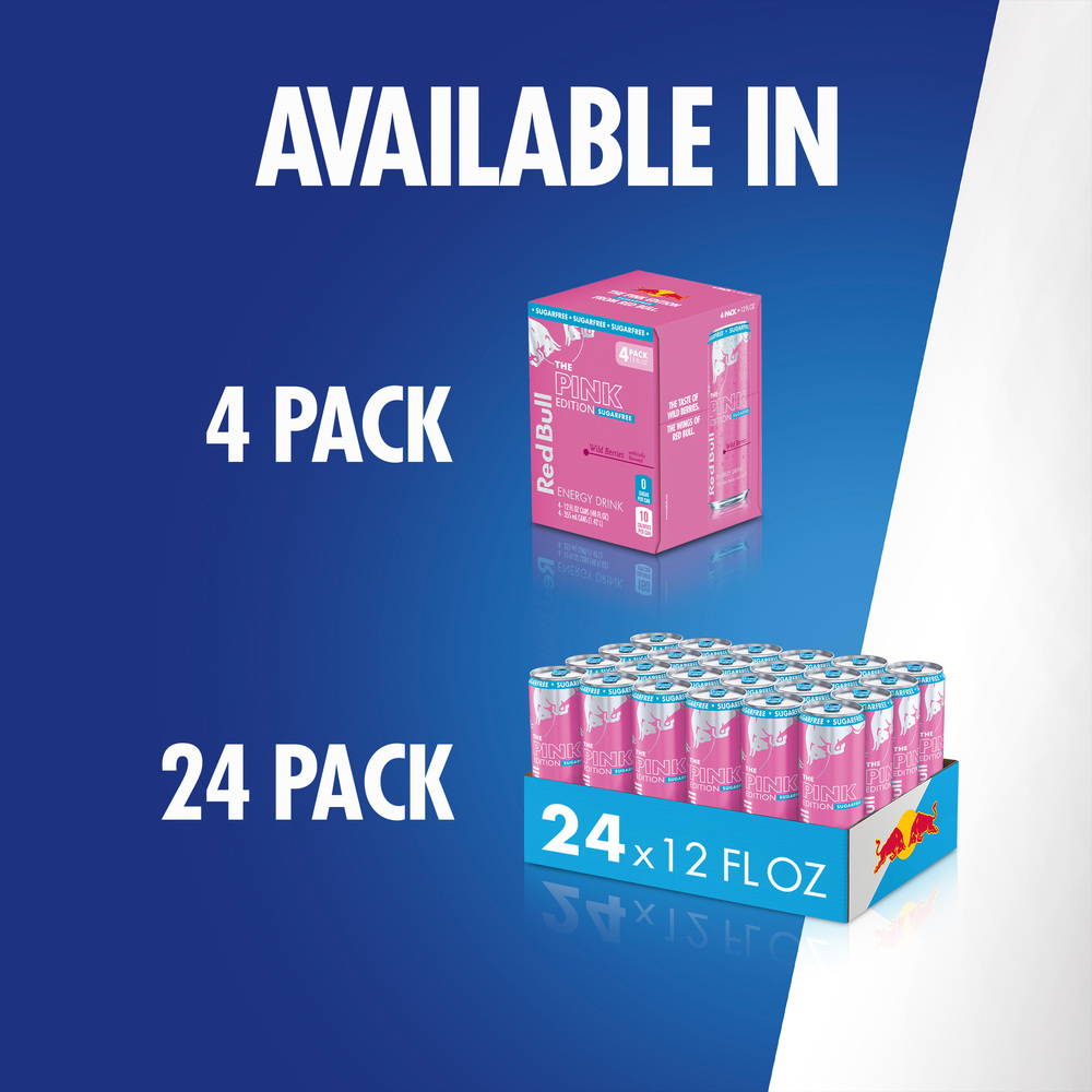 Red Bull Pink Edition Sugarfree Energy Drink, Wild Berries, with 114mg ...