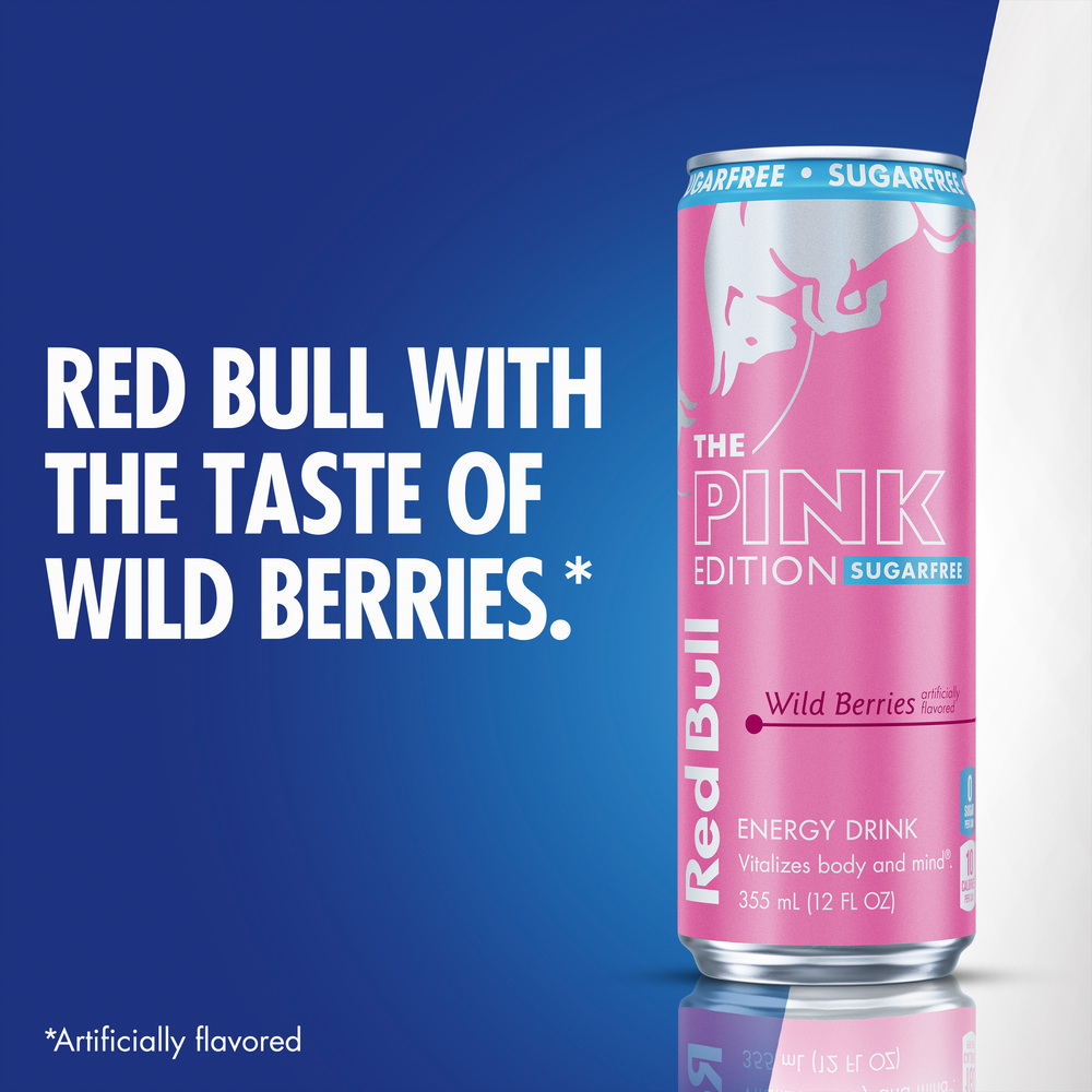 Red Bull Pink Edition Sugarfree Energy Drink, Wild Berries, with 114mg ...