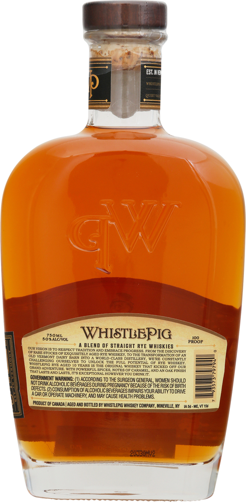 Whistlepig Rye Whiskey, Aged 10 Years-Planogram-Back