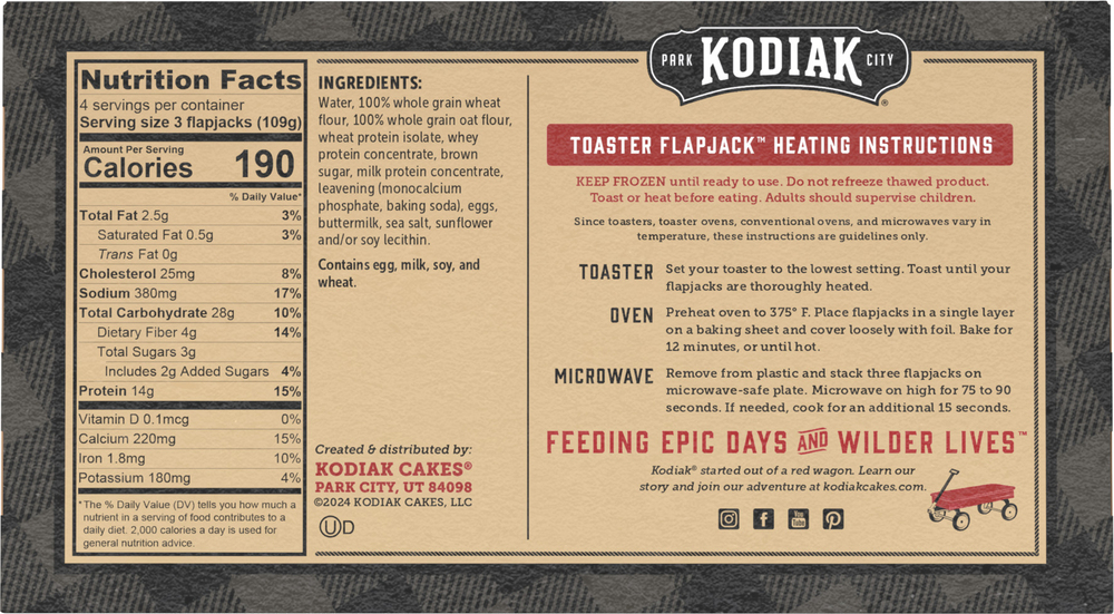 Kodiak Power Flapjacks, Buttermilk, Protein-Packed-Planogram-Back