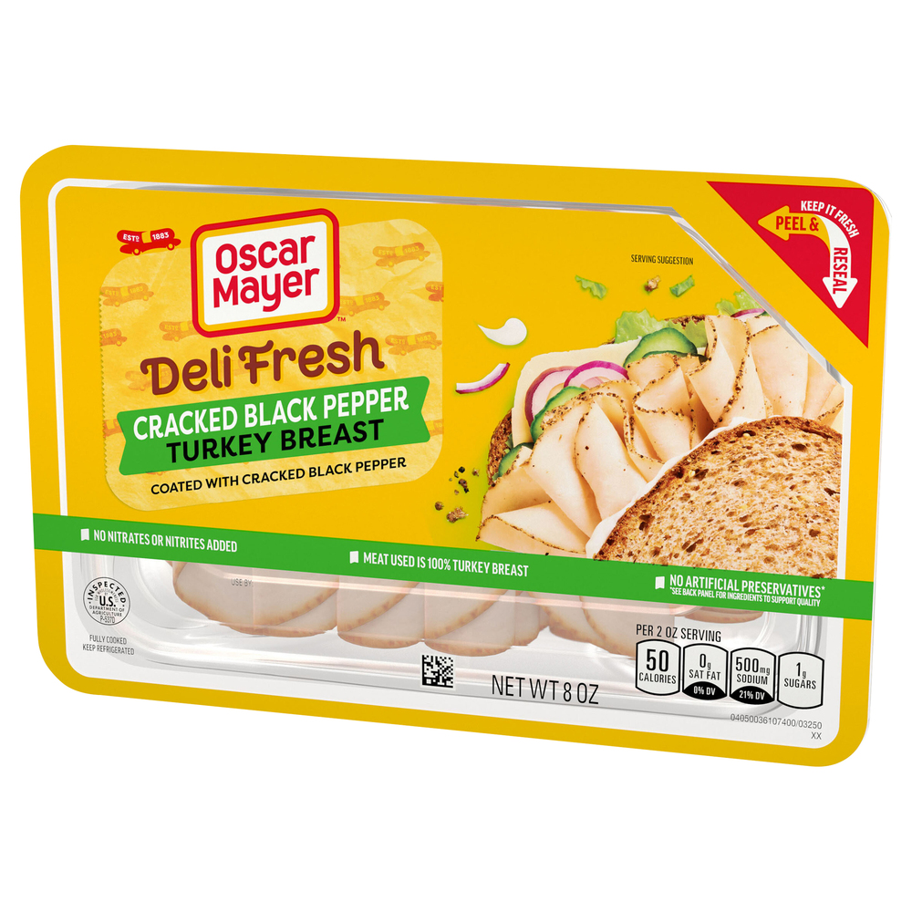 Oscar Mayer Deli Fresh Turkey Breast, Cracked Black Pepper-Front-Right ...