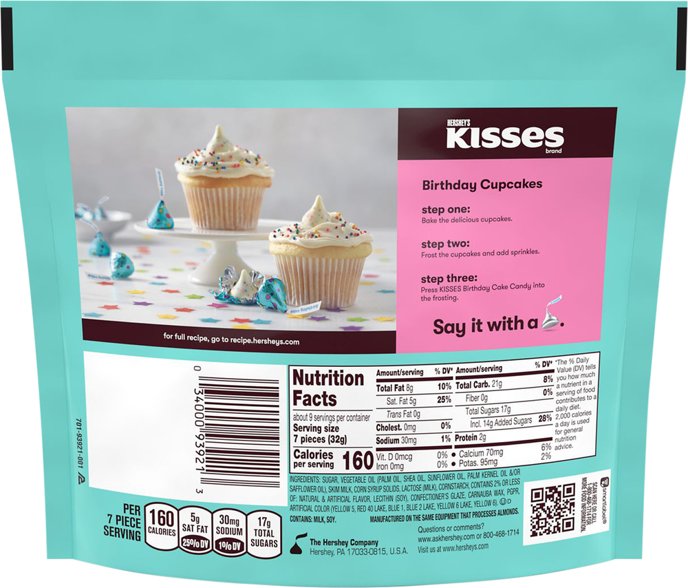 Hershey's Kisses Candy, Birthday Cake, Share Pack-Planogram-Back
