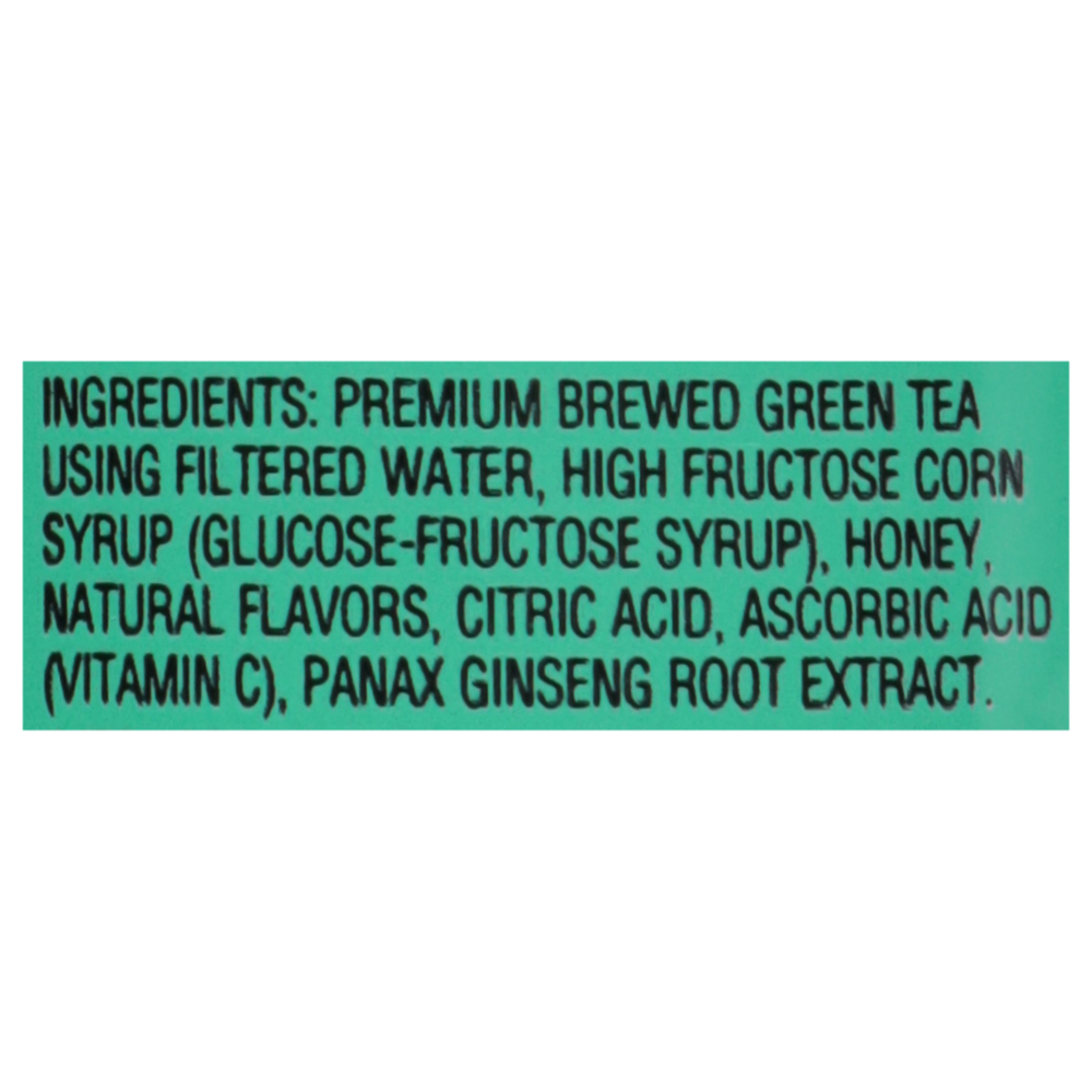 AriZona Iced Tea, Green with Ginseng and Honey-Ingredients