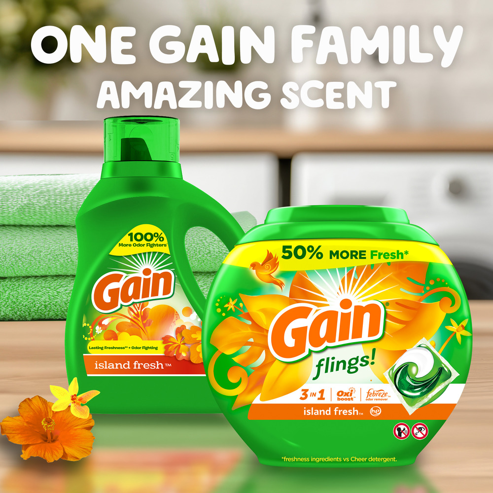 Gain Liquid Laundry Detergent, Island Fresh Scent, 32 Loads, 46 oz ...