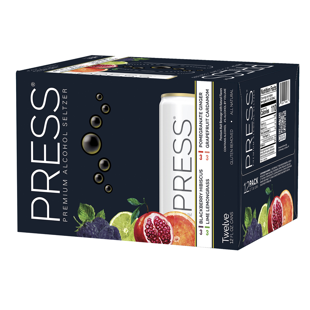 Press Alcohol Seltzer, Premium, 12 Pack-Front-Right-Elevated