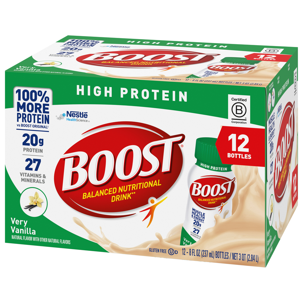 Boost Balanced Nutritional Drink, High Protein, Very Vanilla-Front ...