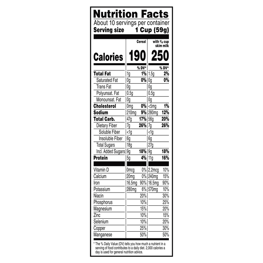 Raisin Bran Cereal, Family Size-Nutrition-Facts