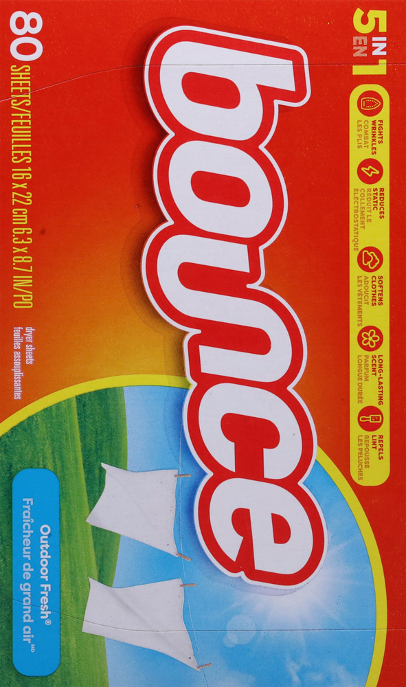 Tide Dryer Sheets Bounce Dryer Sheets Outdoor Fresh, 320 Count/pack