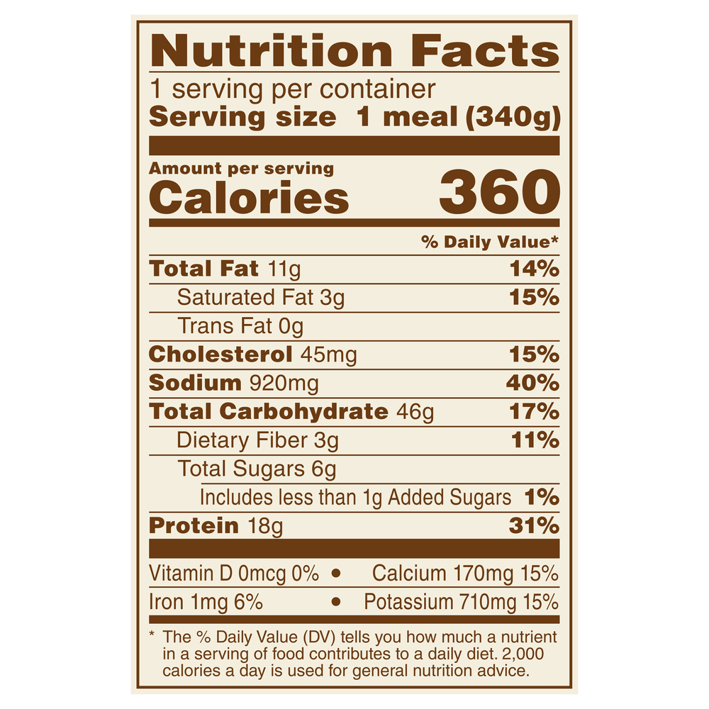 Marie Callender's Cheesy Chicken & Rice Bowl, Aged Cheddar-Nutrition-Facts