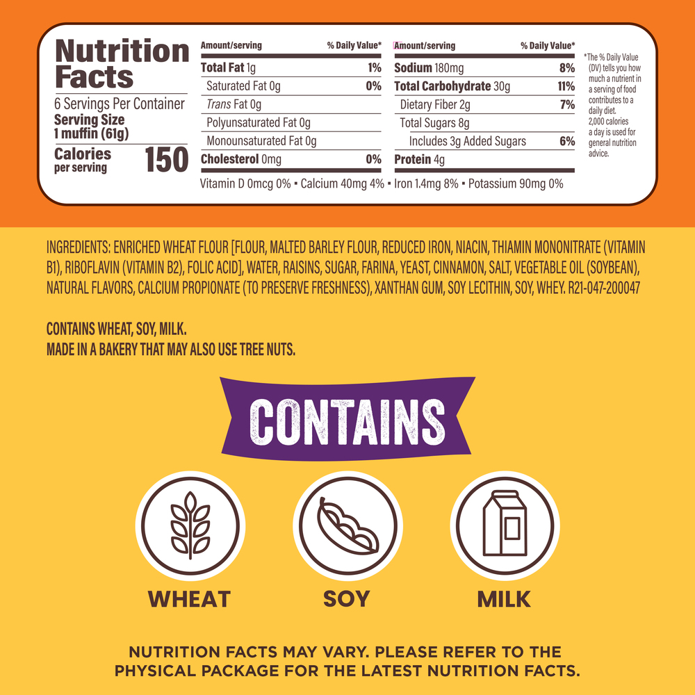 Thomas' Cinnamon Raisin English Muffin, 6 count, 13 oz-Lifestyle