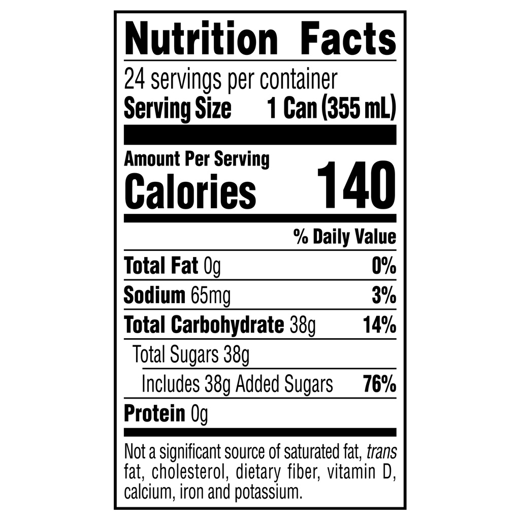 Sprite Lemon Lime Soda Soft Drinks-Nutrition-Facts