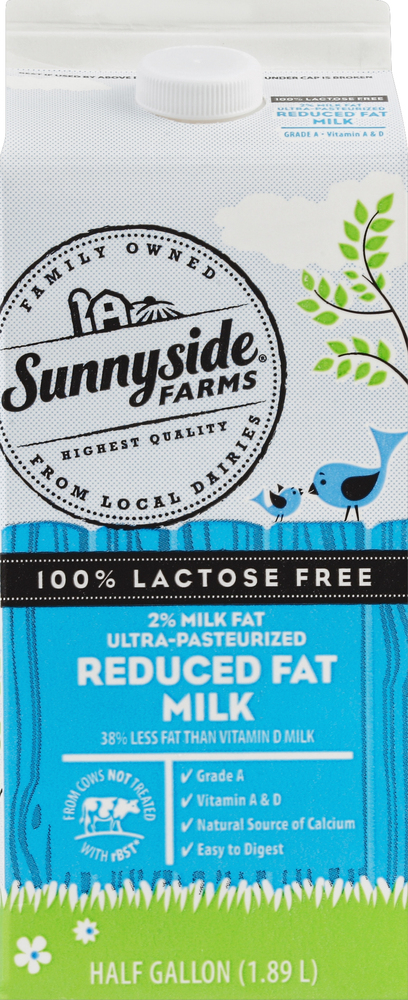 Sunnyside Farms Milk, Reduced Fat, 100% Lactose Free, 2% Milk Fat-Main