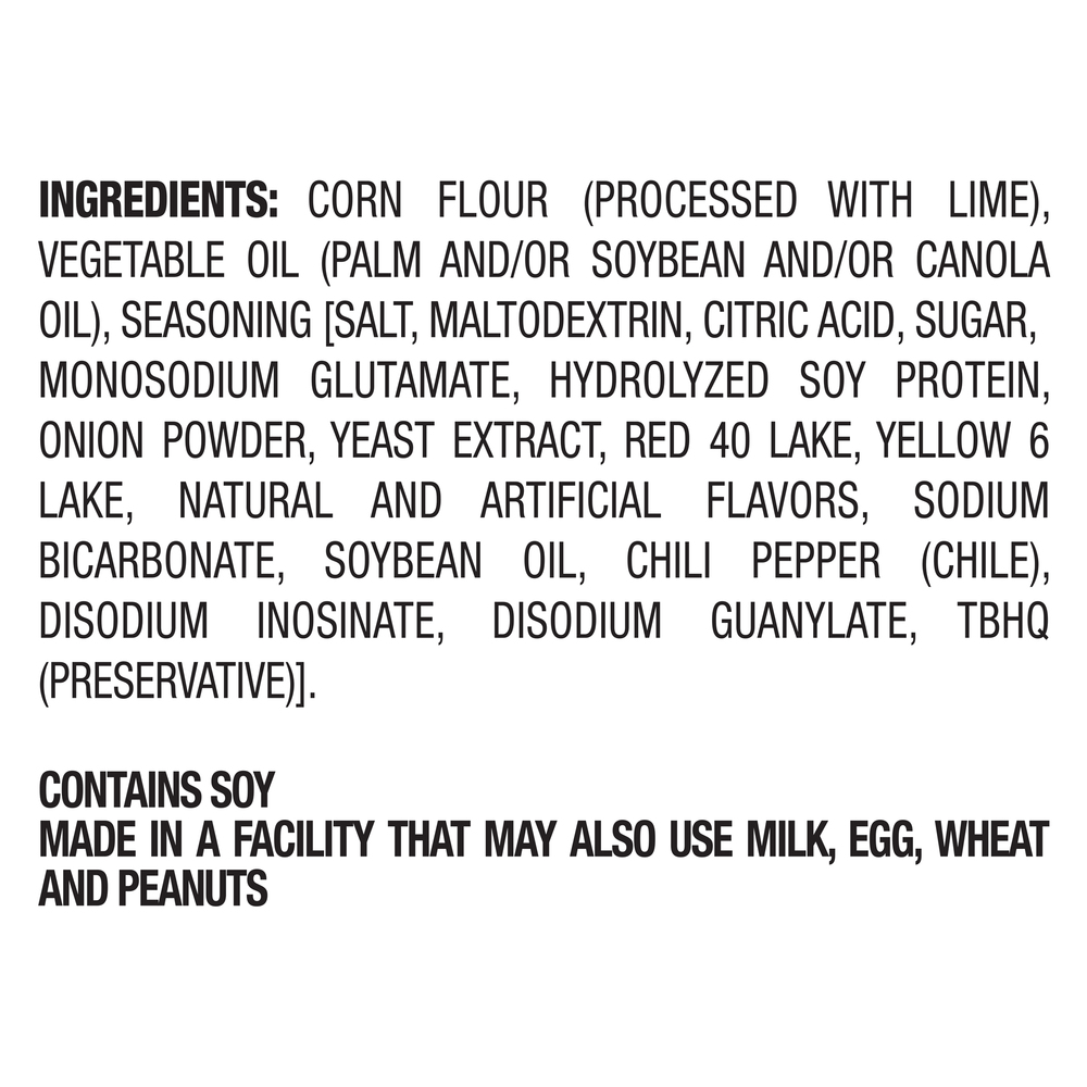 Takis Tortilla Chips, Fuego, Extreme, Fiesta Size-Ingredients