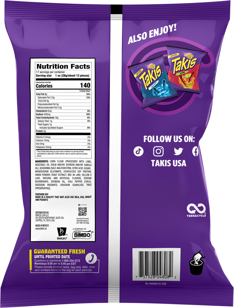 Takis Tortilla Chips, Fuego, Extreme, Fiesta Size-Planogram-Back