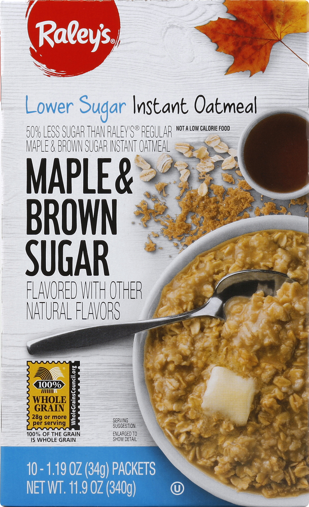 Raley's Instant Oatmeal Lower Sugar Maple And Brown Sugar-Main
