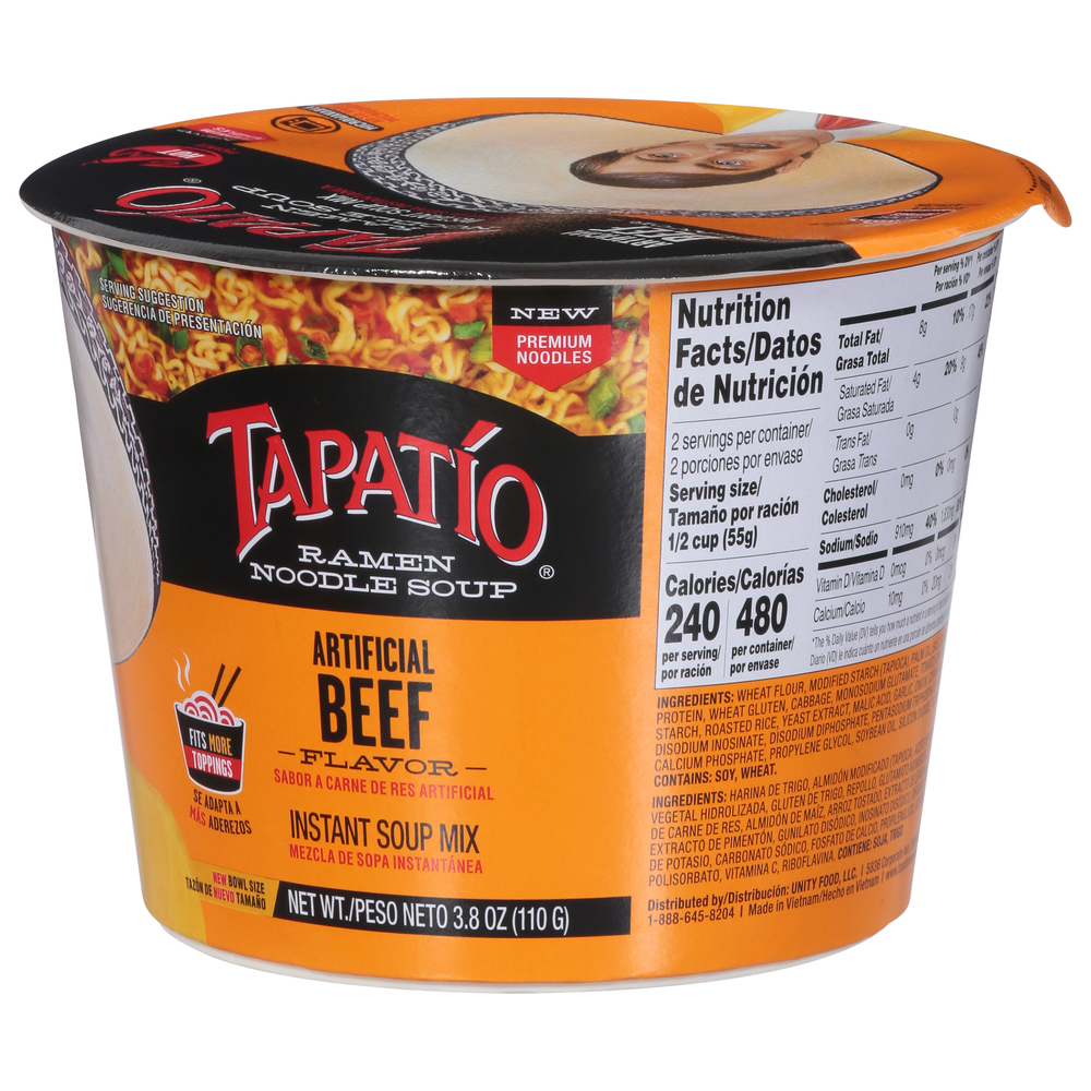 Tapatio Ramen Noodle Soup, Beef Flavor-Front-Right-Elevated
