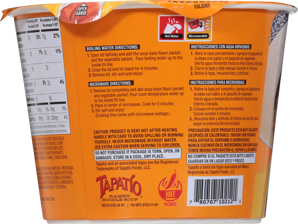 Tapatio Ramen Noodle Soup, Beef Flavor-Planogram-Back