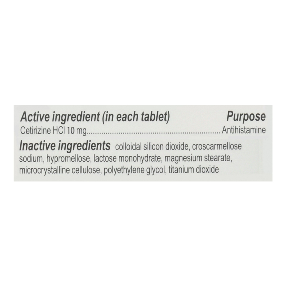 Zyrtec Allergy, Original Prescription Strength, 10 mg, Tablets-Ingredients