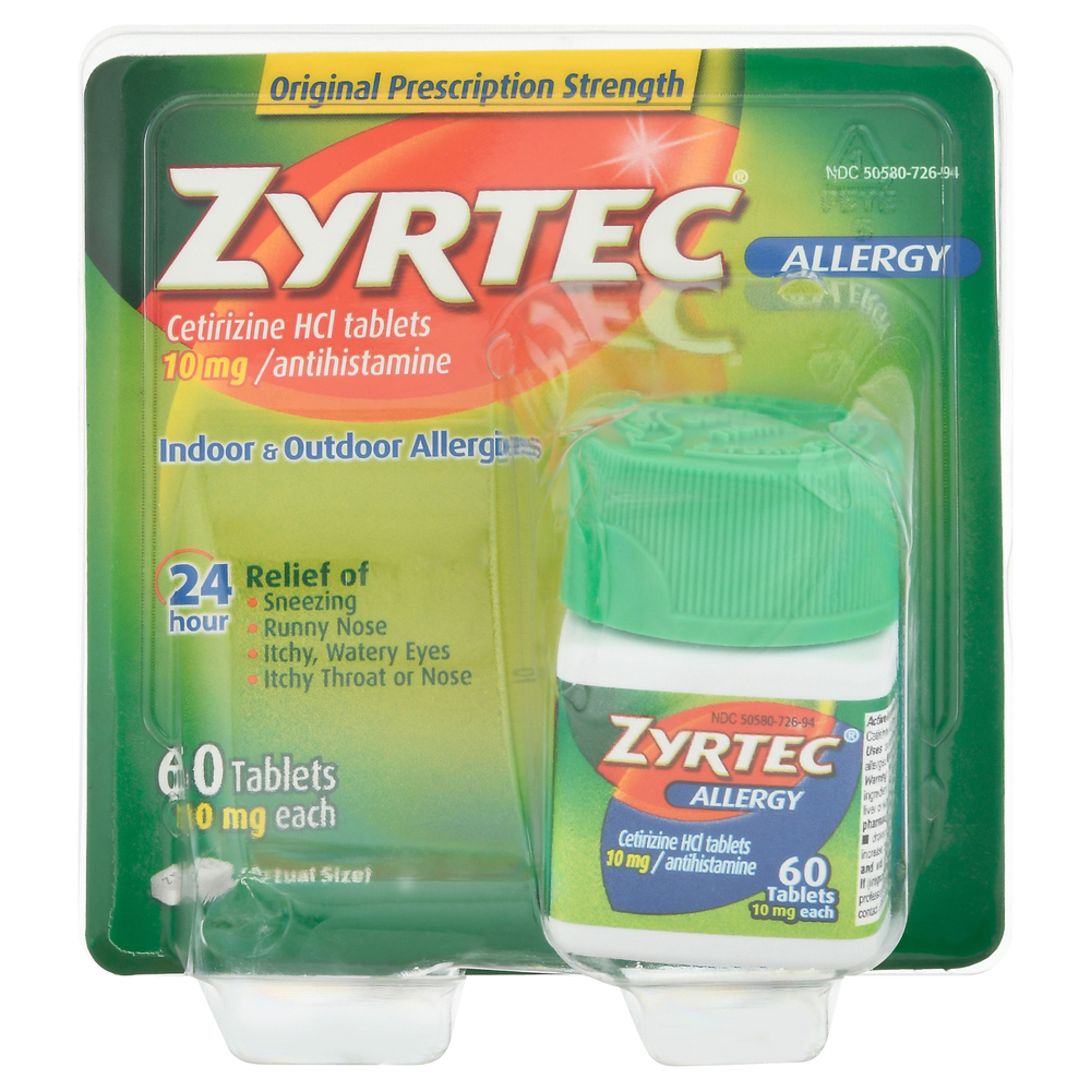 Zyrtec Allergy, Original Prescription Strength, 10 mg, Tablets-Main