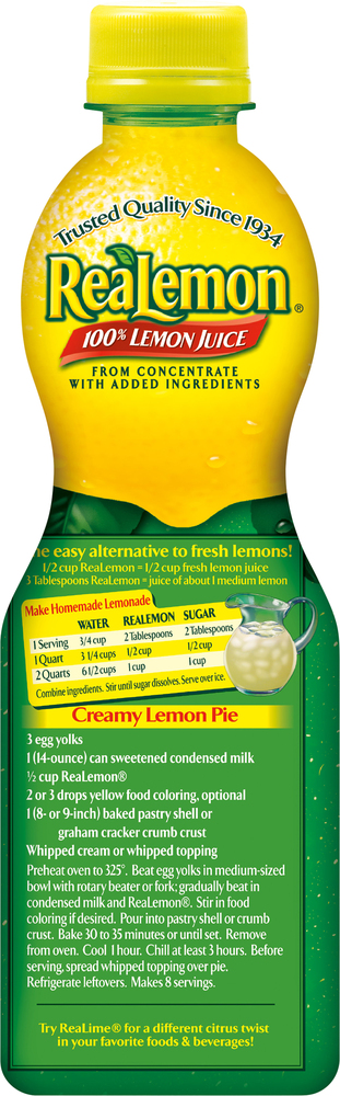 ReaLemon 100% Juice, Lemon-Planogram-Back