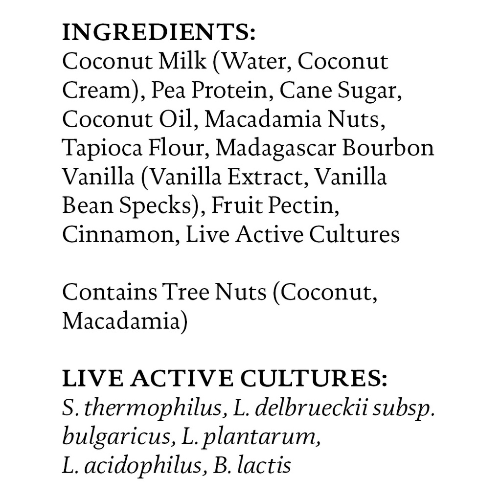 Siggi's Non-Dairy Plant-Based Vanilla & Cinnamon Coconut Blend-Ingredients