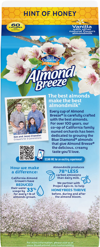 Almond Breeze Almondmilk, Vanilla, Hint of Honey-Planogram-Back