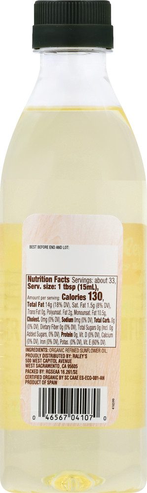 Sunflower Oil Back Label