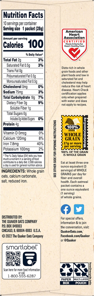 Quaker Oatmeal, Original, Instant-Planogram-Right