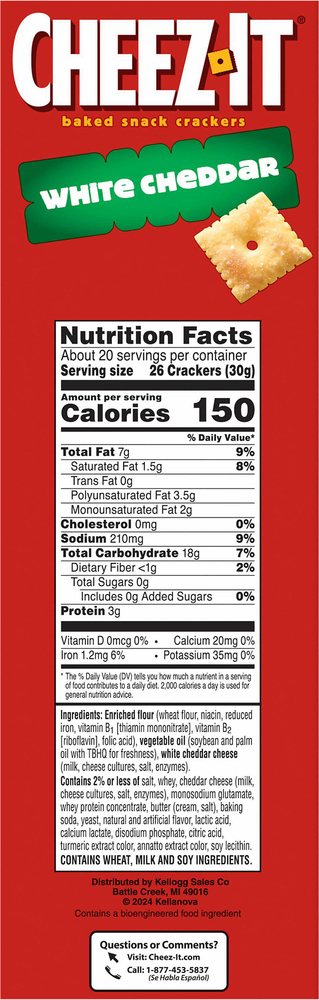 Cheez-It Baked Snack Crackers, White Cheddar, Family Size-Planogram-Right